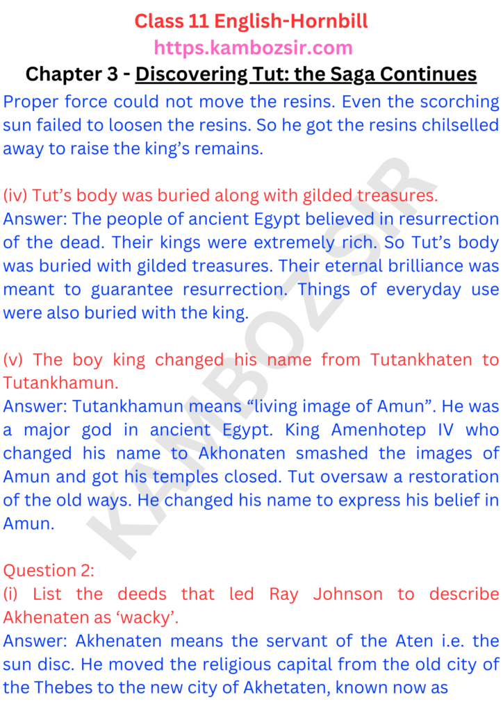 Class 11th English Chapter 3 Discovering Tut The Saga Continues Class 11th English Chapter 3 Discovering Tut The Saga Continues